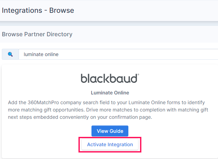 Does Double the Donation integrate with Blackbaud Checkout through Luminate Online?